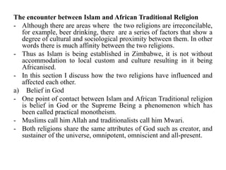 The interaction between Islam and African traditional religion in ...