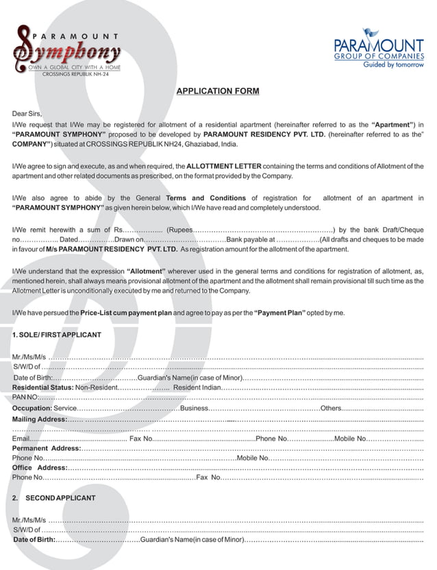 Paramount Symphony Booking Form | PDF