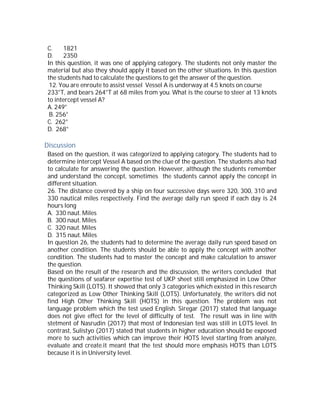 Evaluating The Cognitive Level of Seafarers Expertise Test (UKP) Sheet ...