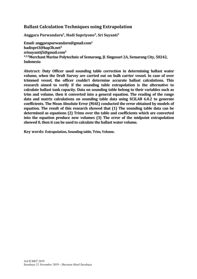 Ballast Calculation Techniques using Extrapolation | PDF