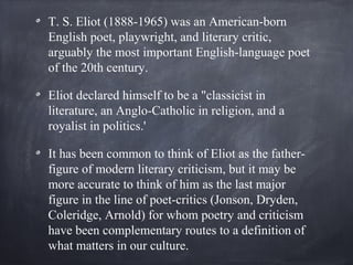 T 1. s. eliot | PPT