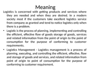 LOGISTIC MGT PPTS FOR BBA AND MBA STUDENTS | PPTX