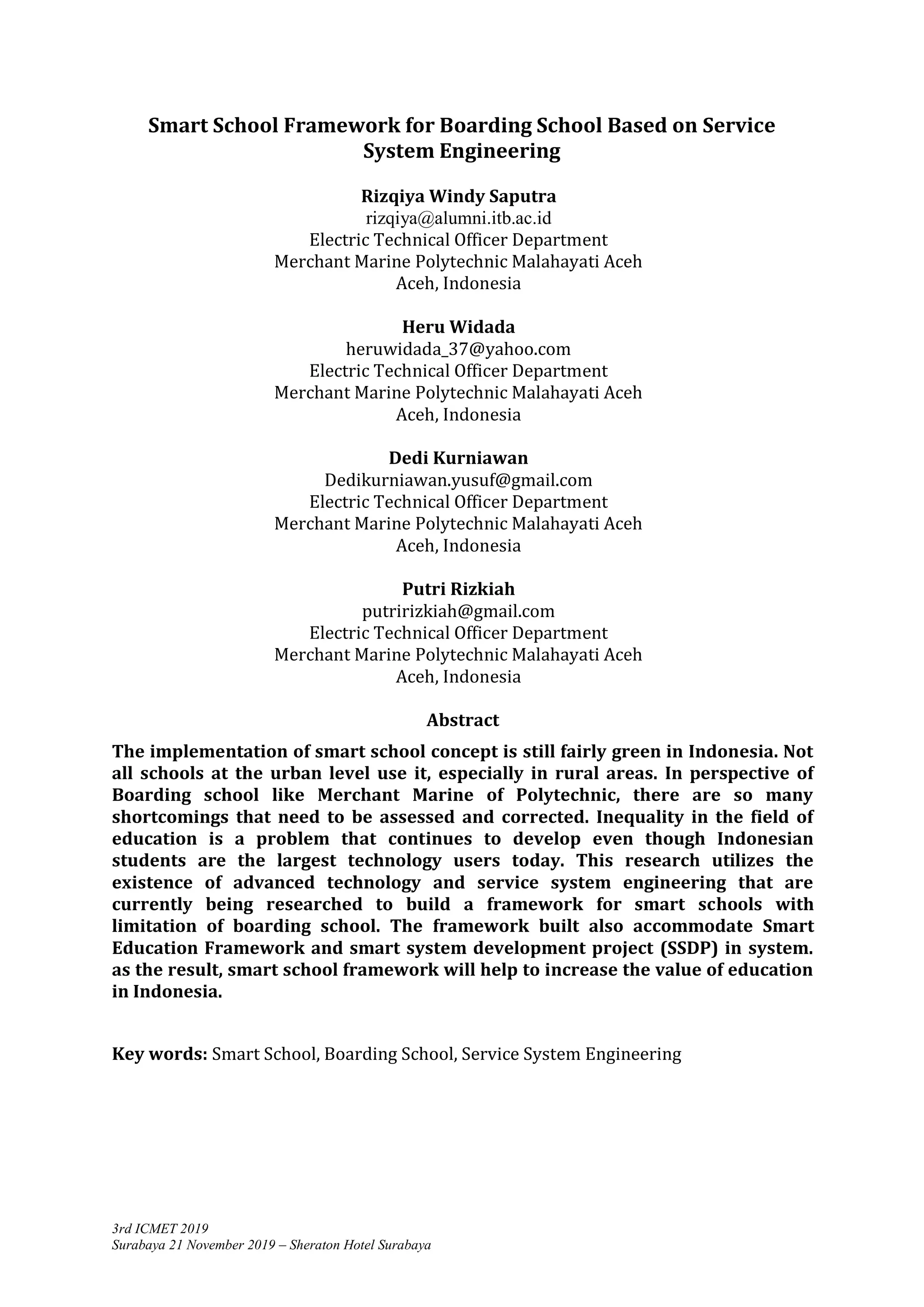 Smart School Framework for Boarding School Based on Service System ...