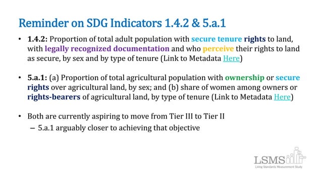 Sex Disaggregated Household Survey Data And Progress On Sdgs 1 4 And 5a