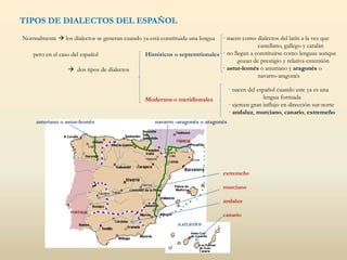 Variedades geográficas del español en España. Los dialectos del español ...