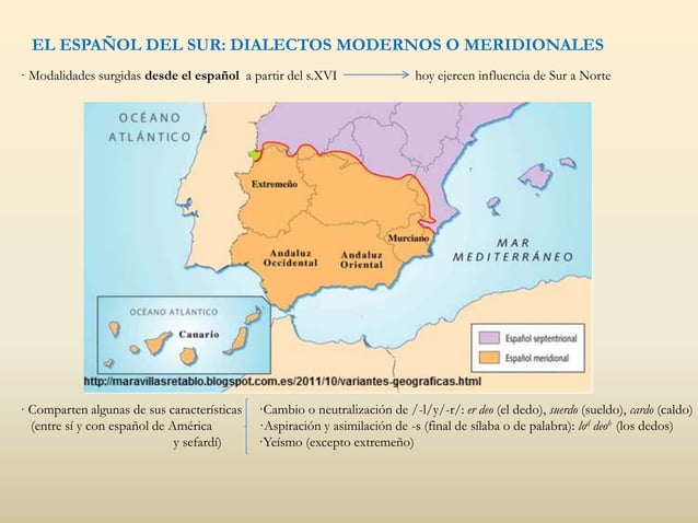 Variedades geográficas del español en España. Los dialectos del español ...