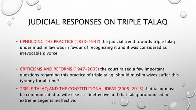 Islam and the Indian judiciary with reference to Talaq-e-biddat | PPT