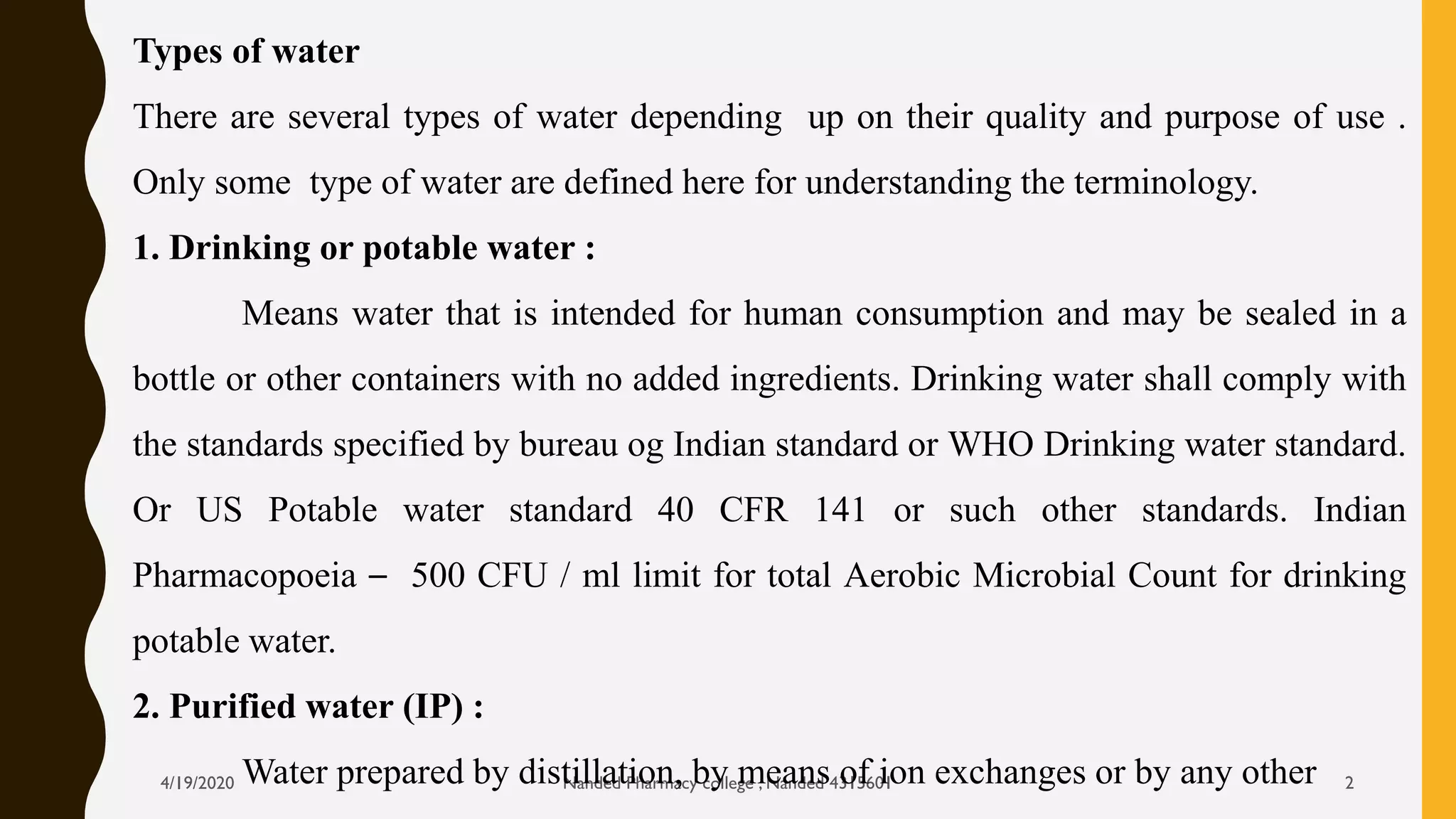 Types of water and water purification technology | PPT