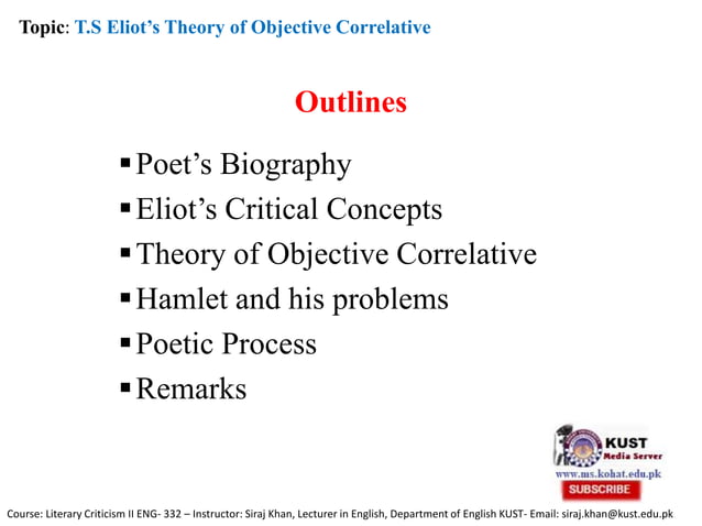 T S Eliot Theory Of Objective Correlative Pptx Poetry Books And Literature