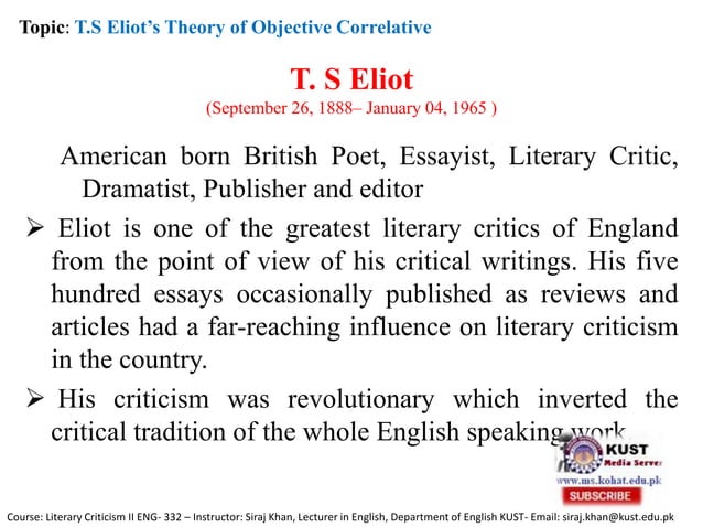 T.s eliot theory of objective correlative | PPTX | Poetry | Books and ...