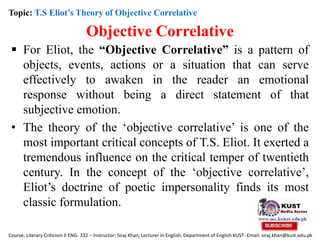 T.s eliot theory of objective correlative | PPTX | Poetry | Books and ...