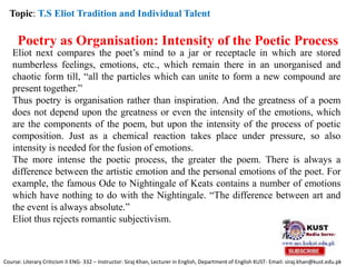 T.s eliot traditional and individual talent | PPTX