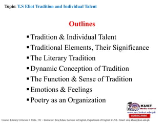 T.s eliot traditional and individual talent | PPTX