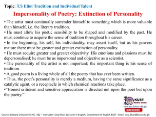 T.s eliot traditional and individual talent | PPTX