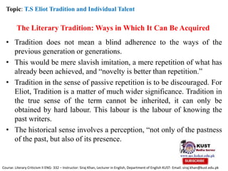 T.s eliot traditional and individual talent | PPTX