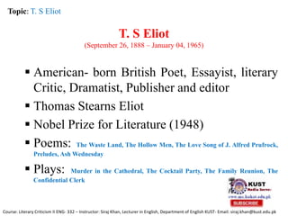 T.s eliot | PPTX