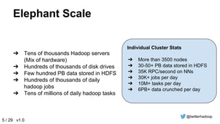 Hadoop 2 @ Twitter, Elephant Scale | PPT