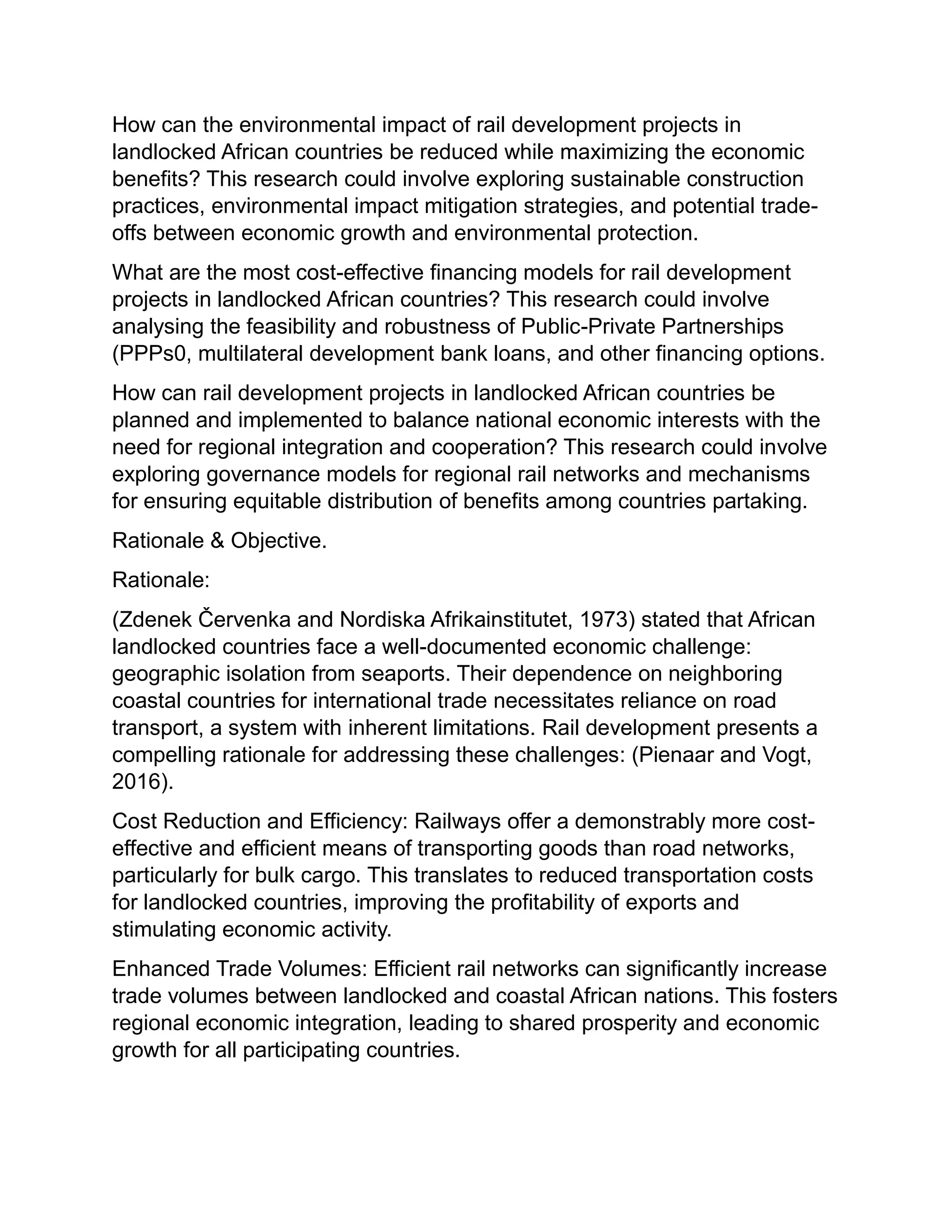 THE ECONOMIC IMPACT ON RAIL DEVELOPMENT IN LANDLOCKED AFRICAN COUNTRIES ...