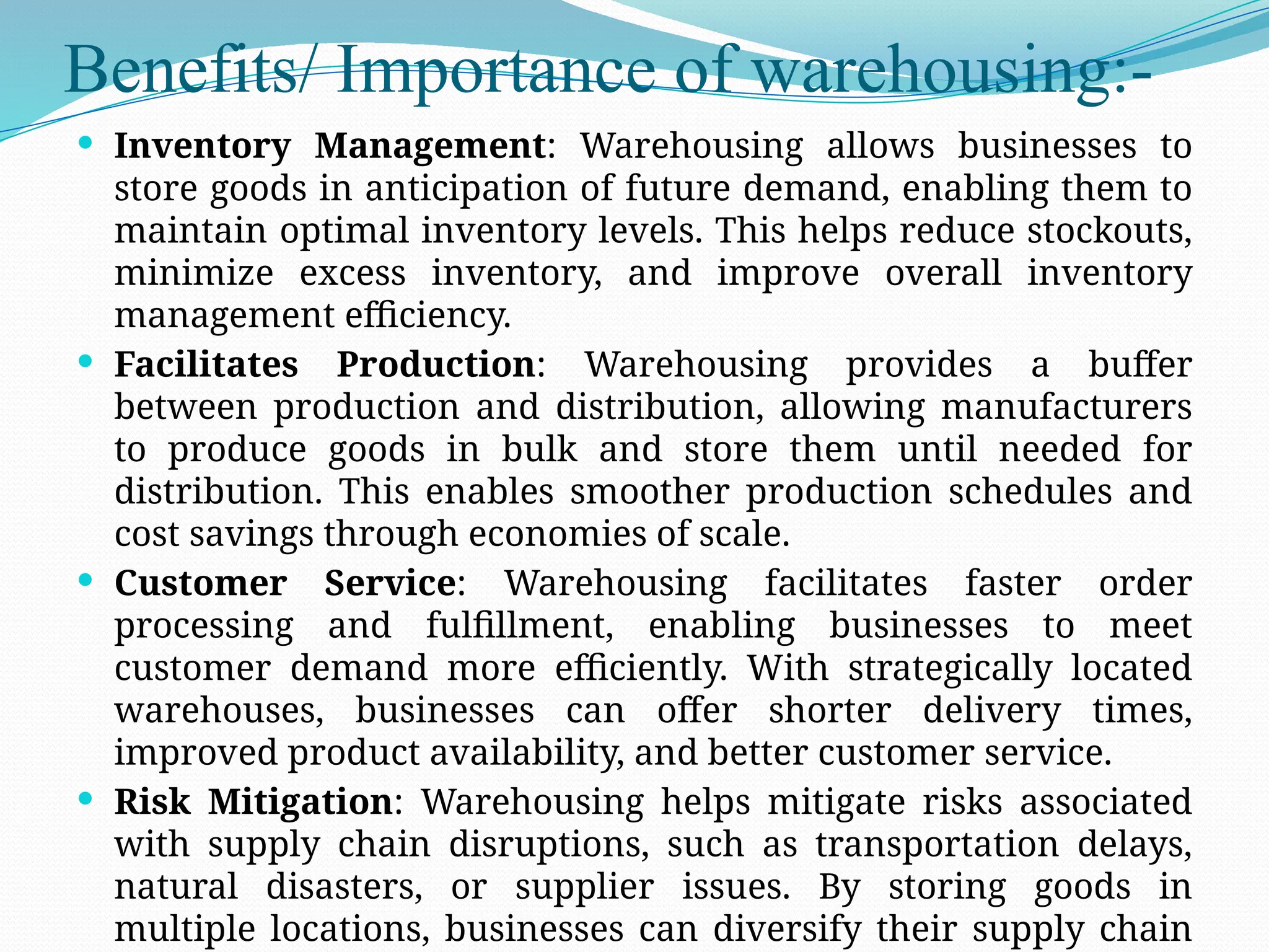 WAREHOUSE MANAGEMENT PPT FOR BBA AND MBA STUDENTS | PPTX