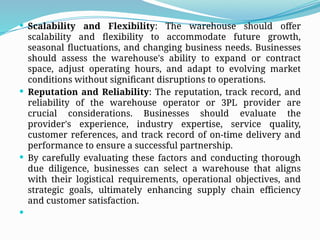 WAREHOUSE MANAGEMENT PPT FOR BBA AND MBA STUDENTS | PPTX