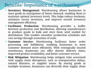 WAREHOUSE MANAGEMENT PPT FOR BBA AND MBA STUDENTS | PPTX