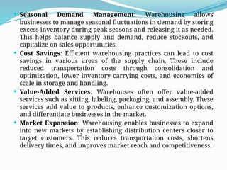 WAREHOUSE MANAGEMENT PPT FOR BBA AND MBA STUDENTS | PPTX