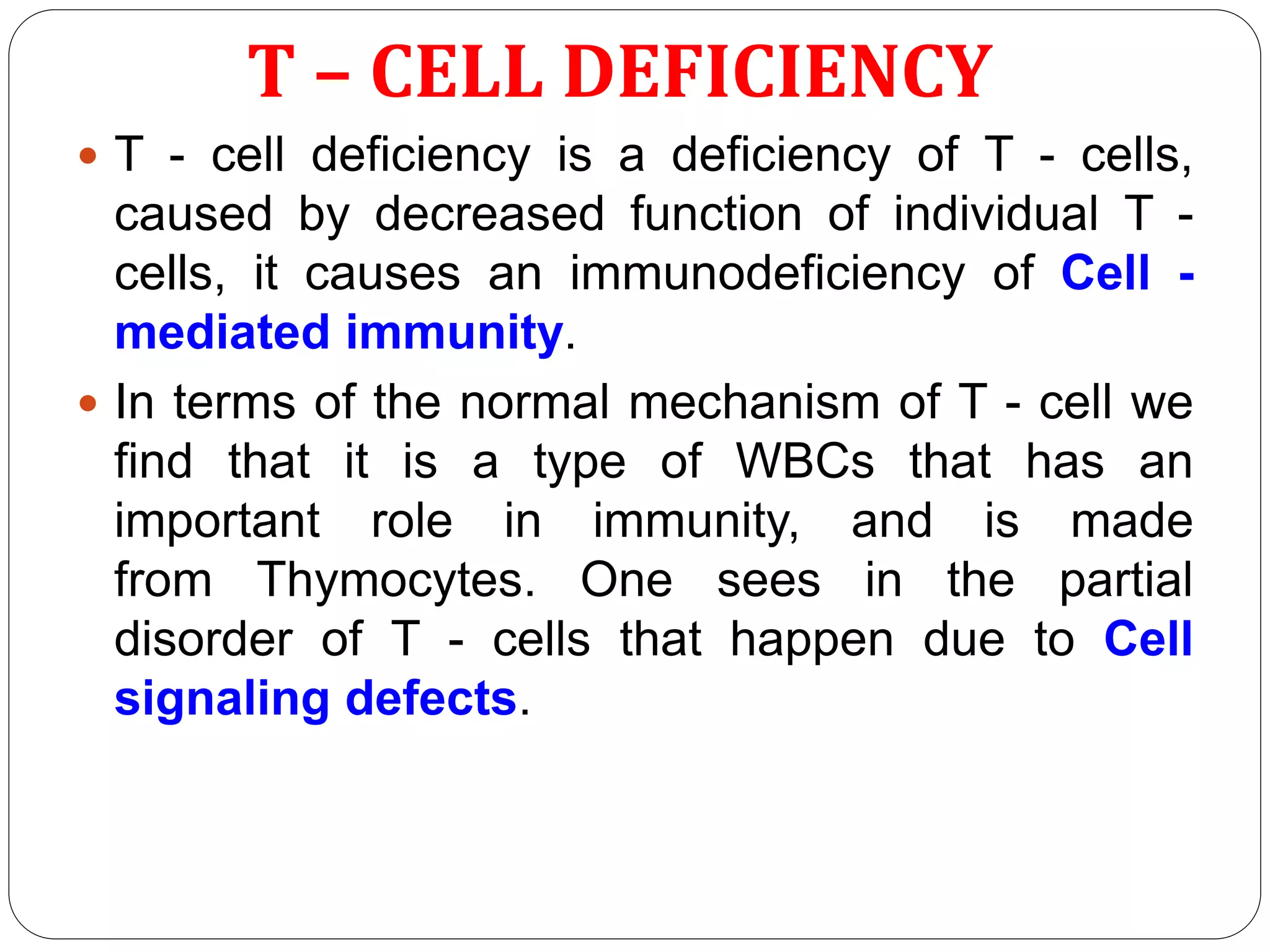 T - cell Deficiency | PPT