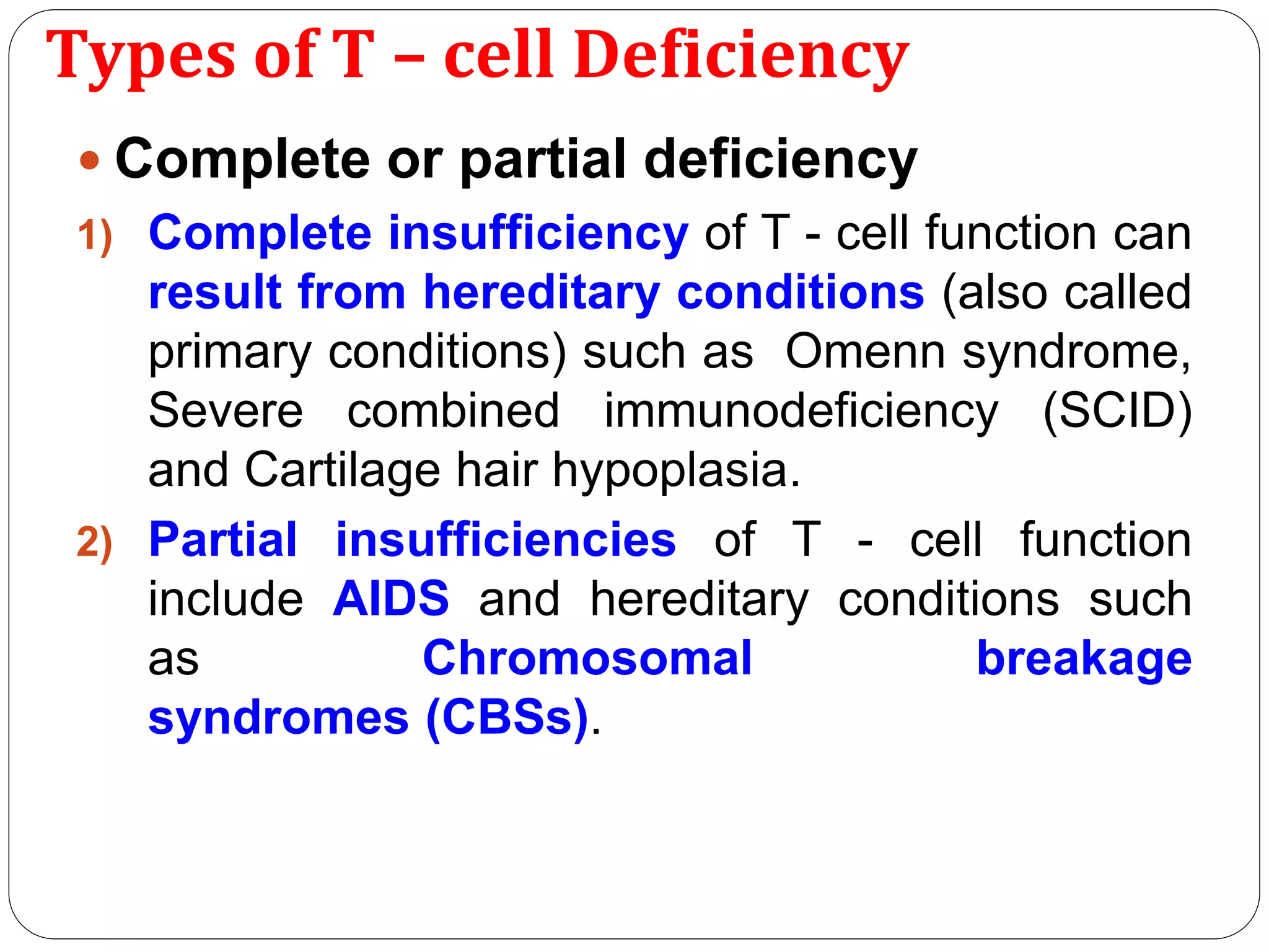 T - cell Deficiency | PPT