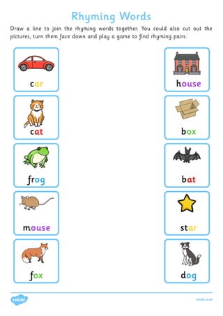 T l-5629-rhyming-words-home-learning-activity-sheet | PDF