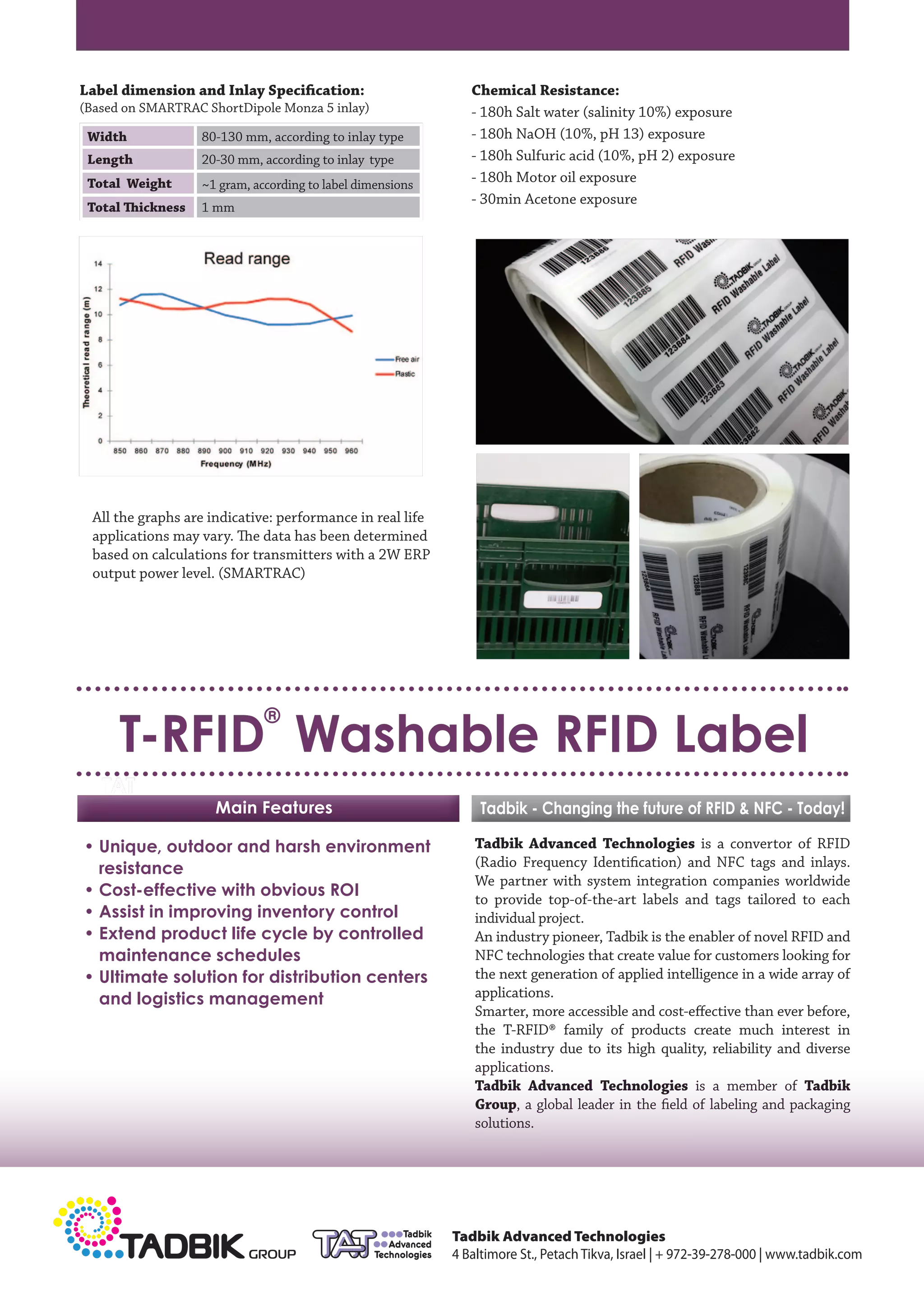 Tadbik Washable RFID label for plastic crates and pallets | PDF