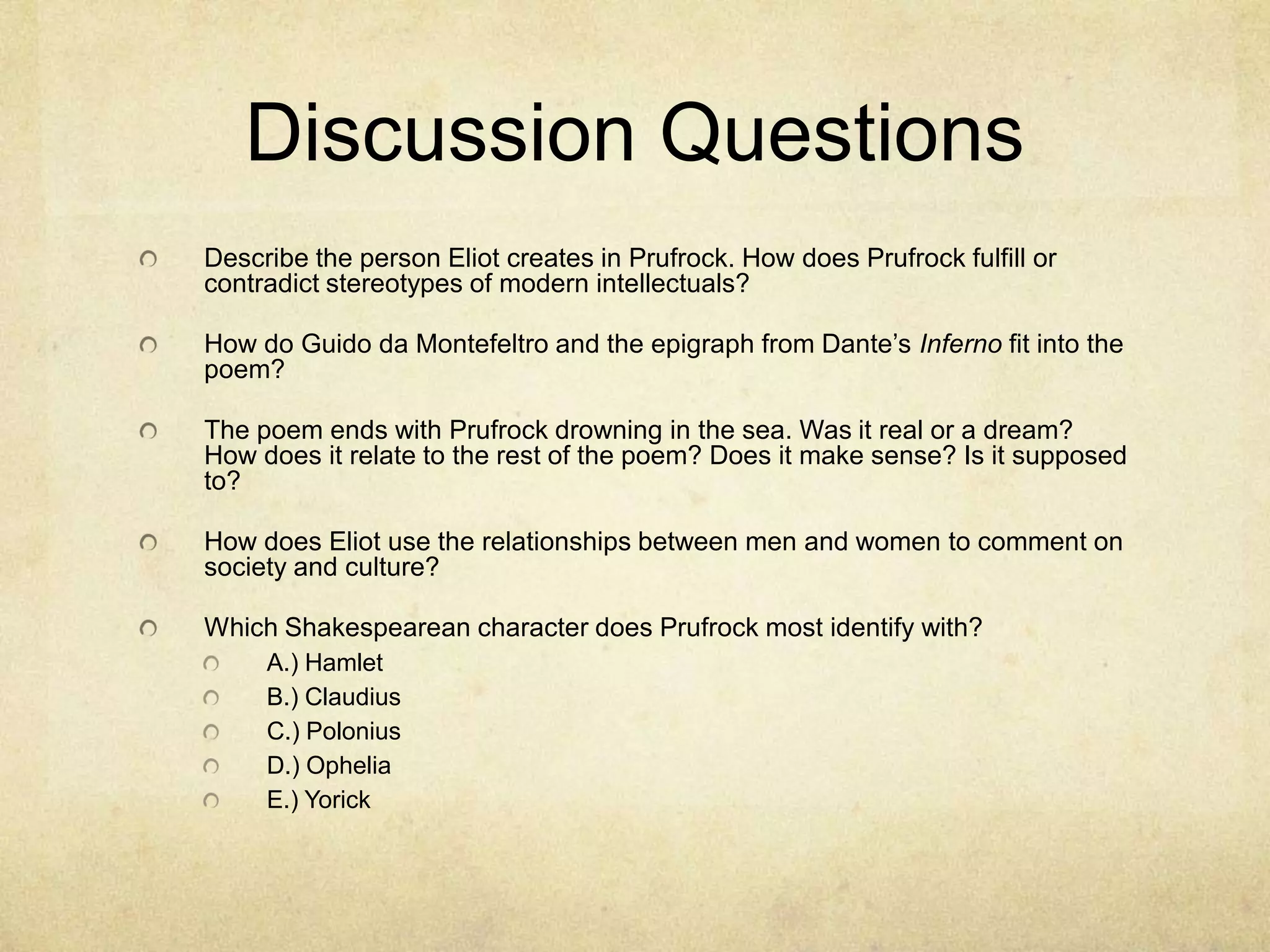 The Love Song Of J. Alfred Prufrock | PPTX