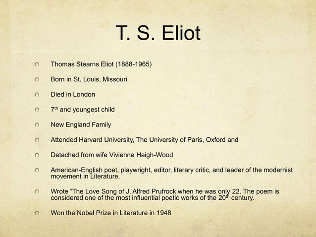 The Love Song Of J. Alfred Prufrock | PPTX