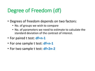 t distribution, paired and unpaired t-test | PPTX