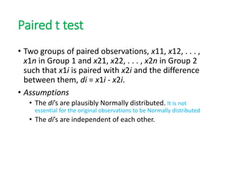 t distribution, paired and unpaired t-test | PPTX