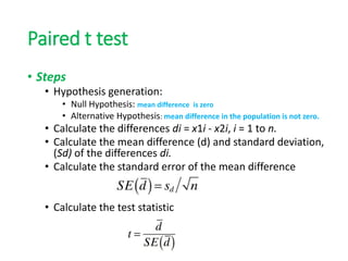 t distribution, paired and unpaired t-test | PPTX