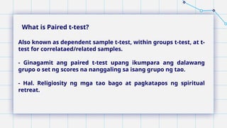 T-test Presentation by Gilbert Bentulan. | PPTX