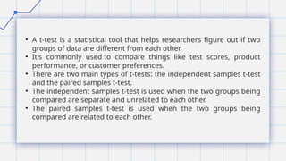 T-test Presentation by Gilbert Bentulan. | PPTX