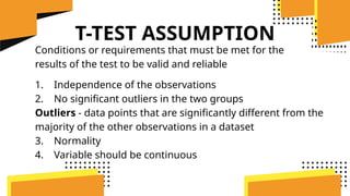 Types of T-test with formulas and its application | PPT