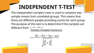 Types of T-test with formulas and its application | PPTX
