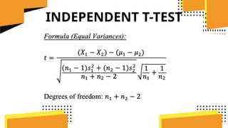 Types of T-test with formulas and its application | PPTX