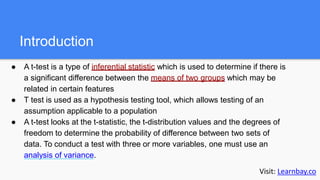 T-test in statistics for data science | PPT