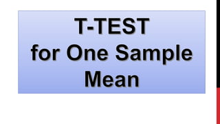 T test for one sample mean | PPTX