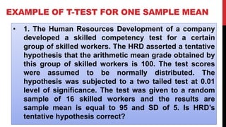 T test for one sample mean | PPTX
