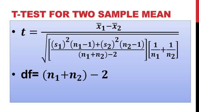 T test for two sample mean | PPT | Free Download