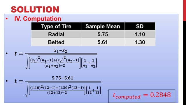 T test for two sample mean | PPT | Free Download