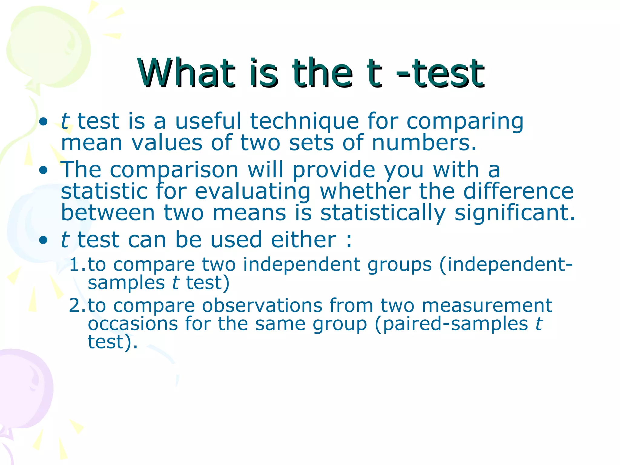 T test statistics | PPT