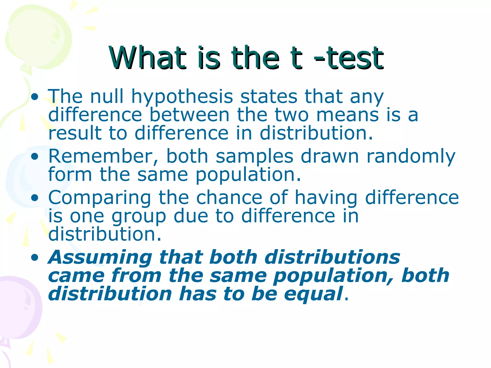 T test statistics | PPT