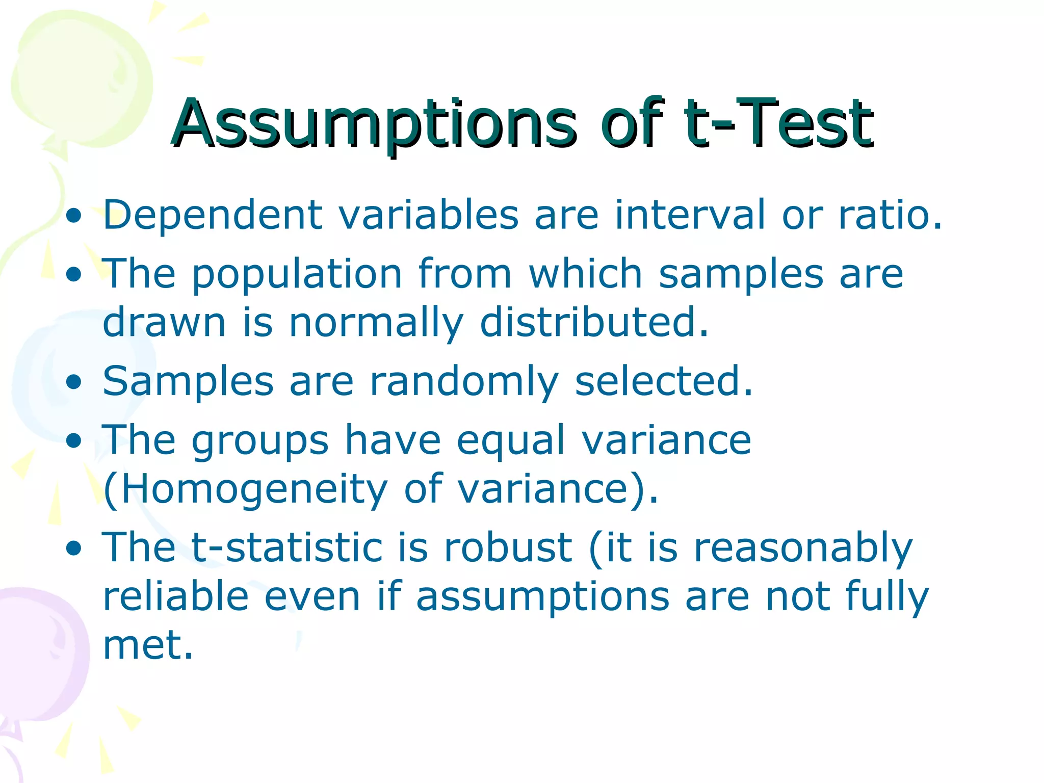 T test statistics | PPT