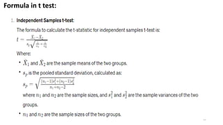 t-test Parametric test Biostatics and Research Methodology | PPTX