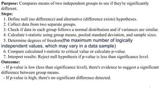 t-test Parametric test Biostatics and Research Methodology | PPTX